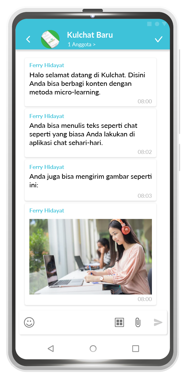 6. Kembali ke ruang pembuataan Kulchat dan lanjutkan membuatan materi ...